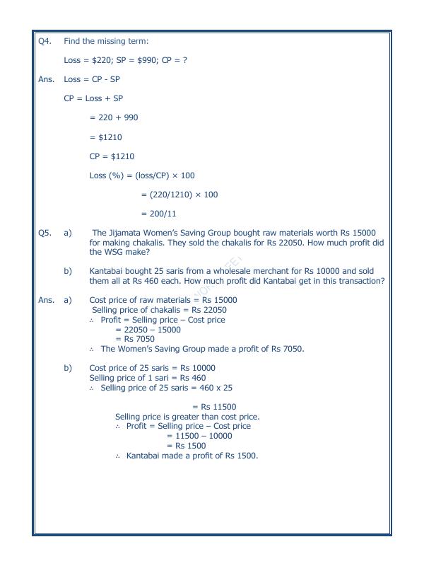 A2Zworksheets:Worksheet of Profit And Loss-02-Measurement-Maths