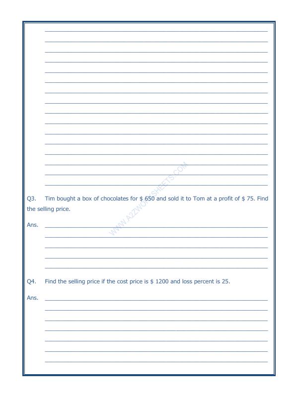 A2Zworksheets:Worksheet of Profit And Loss-03-Measurement-Maths