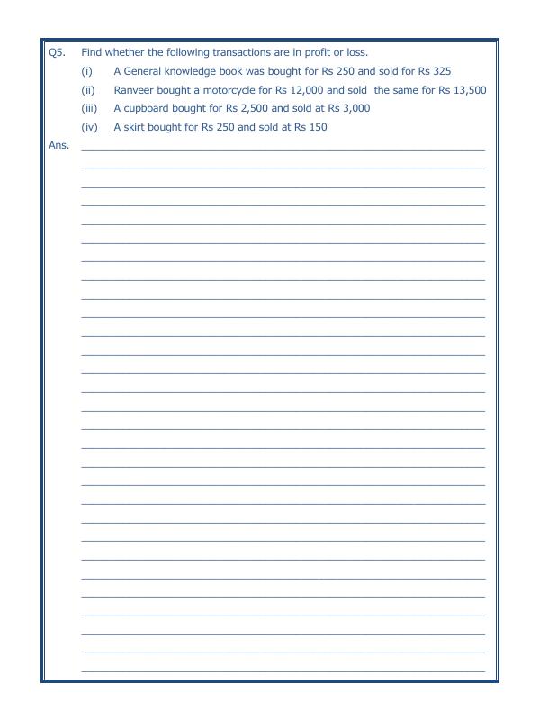 A2Zworksheets:Worksheet of Profit And Loss-03-Measurement-Maths
