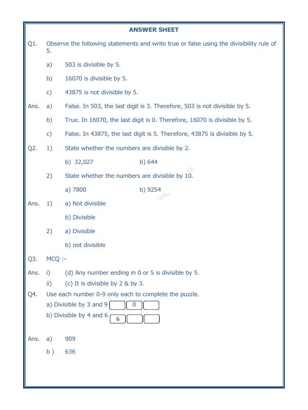 A2Zworksheets:Worksheet of Test Of Divisibility-02-Division-Maths