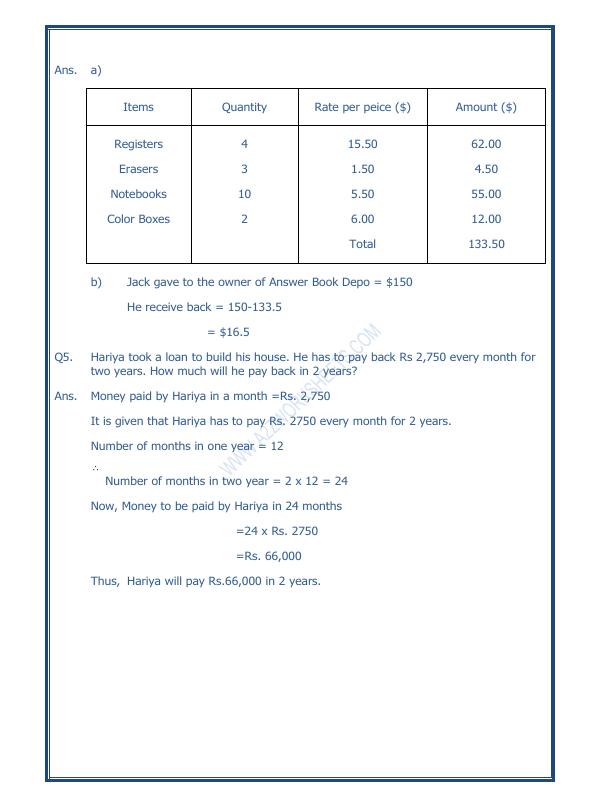 A2Zworksheets:Worksheet of Preparing Bills - 03-Data Handling-Maths