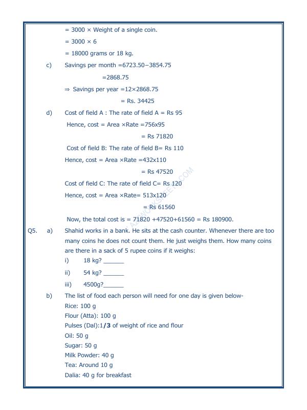 A2Zworksheets:Worksheet of Preparing Bills - 05-Data Handling-Maths