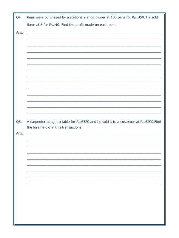 A2Zworksheets:Worksheet of Profit And Loss-07-Measurement-Maths