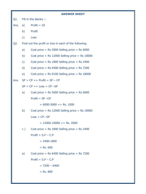 A2Zworksheets:Worksheet of Profit And Loss-07-Measurement-Maths