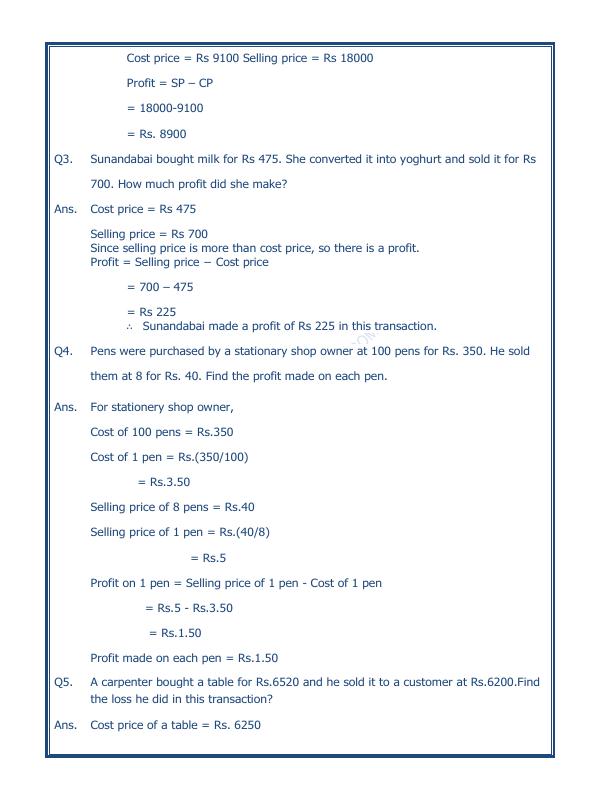A2Zworksheets:Worksheet of Profit And Loss-07-Measurement-Maths