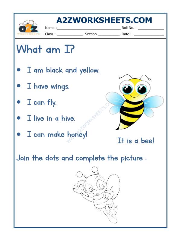 A2Zworksheets:Worksheet of Flash Card - Bee-Recognition-English