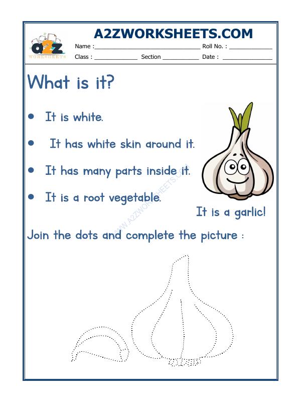 A2Zworksheets:Worksheet of Flash Card - Garlic-Recognition-English