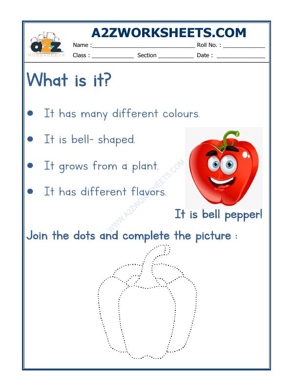 A2Zworksheets:Worksheet of Flash Card - Bell Pepper-Recognition-English
