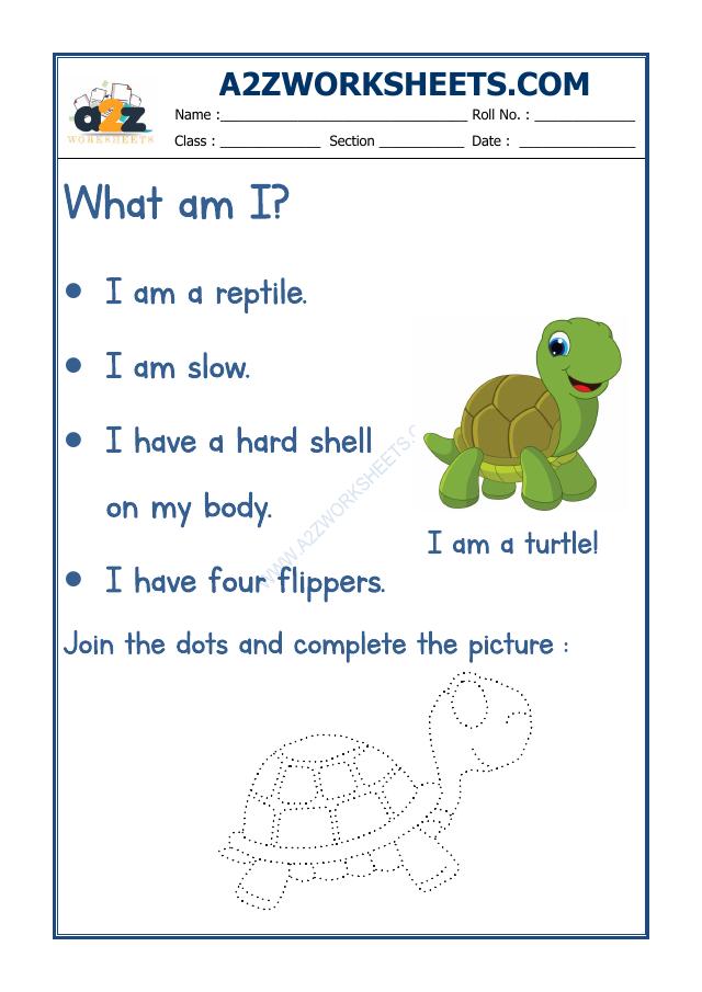 A2Zworksheets:Worksheet of Flash Card - Turtle-Recognition-English