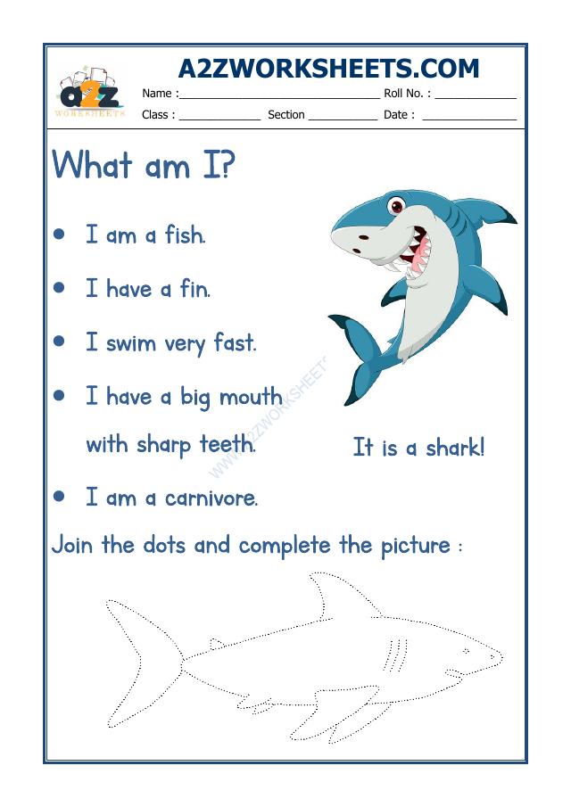 A2Zworksheets:Worksheet of Flash Card - Shark-Recognition-English