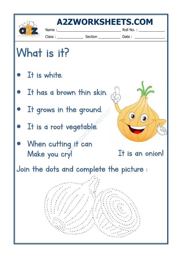 A2Zworksheets:Worksheet of Flash Card - Onion-Recognition-English