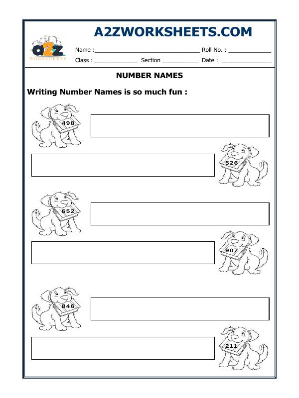 A2Zworksheets:Worksheet of Number Names-Numbers-Maths