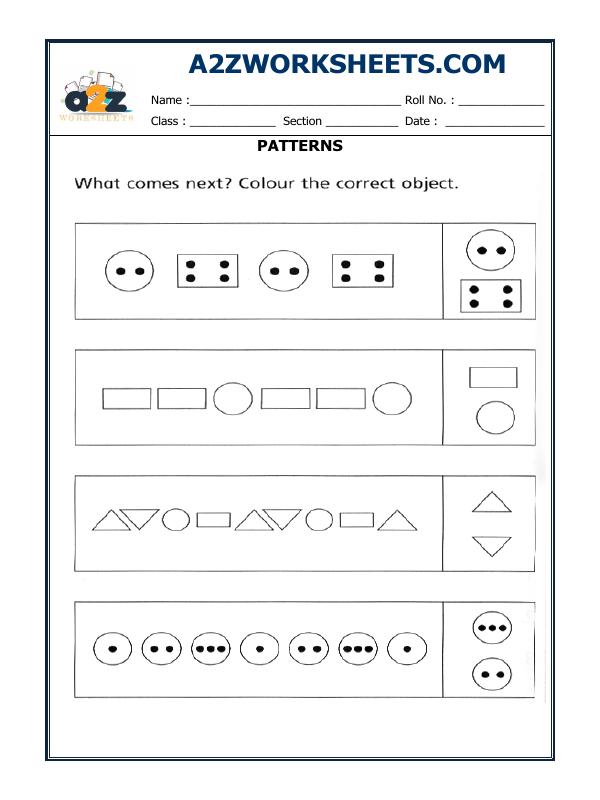 A2Zworksheets:Worksheet of Patterns-Geometry-Maths