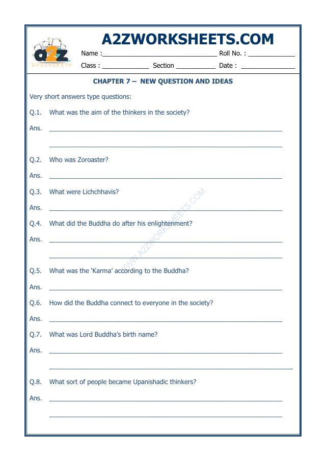 A2Zworksheets:Worksheet of New Question And Ideas-01-Our History and ...
