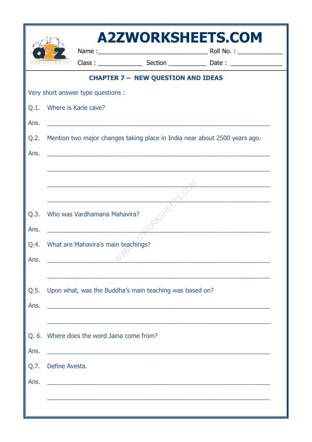 A2Zworksheets:Worksheet of New Question And Ideas-03-Our History and ...