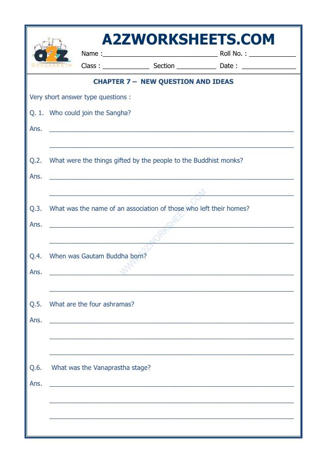 A2Zworksheets:Worksheet of New Question And Ideas-05-Our History and ...