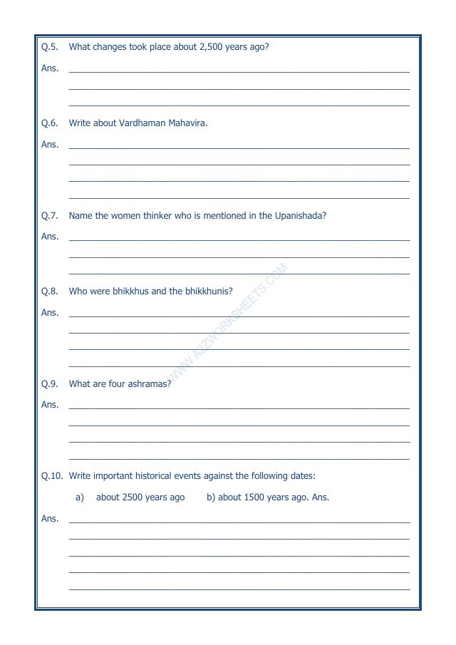 A2Zworksheets:Worksheet of New Question And Ideas-10-Our History and ...