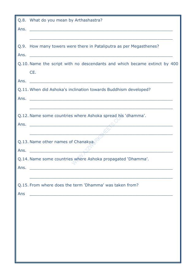 A2Zworksheets:Worksheet of Ashoka, The Emperor Who Gave Up War-04-Our ...