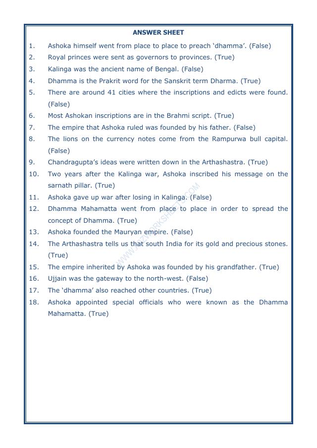 A2Zworksheets:Worksheet of Ashoka, The Emperor Who Gave Up War-08-Our ...