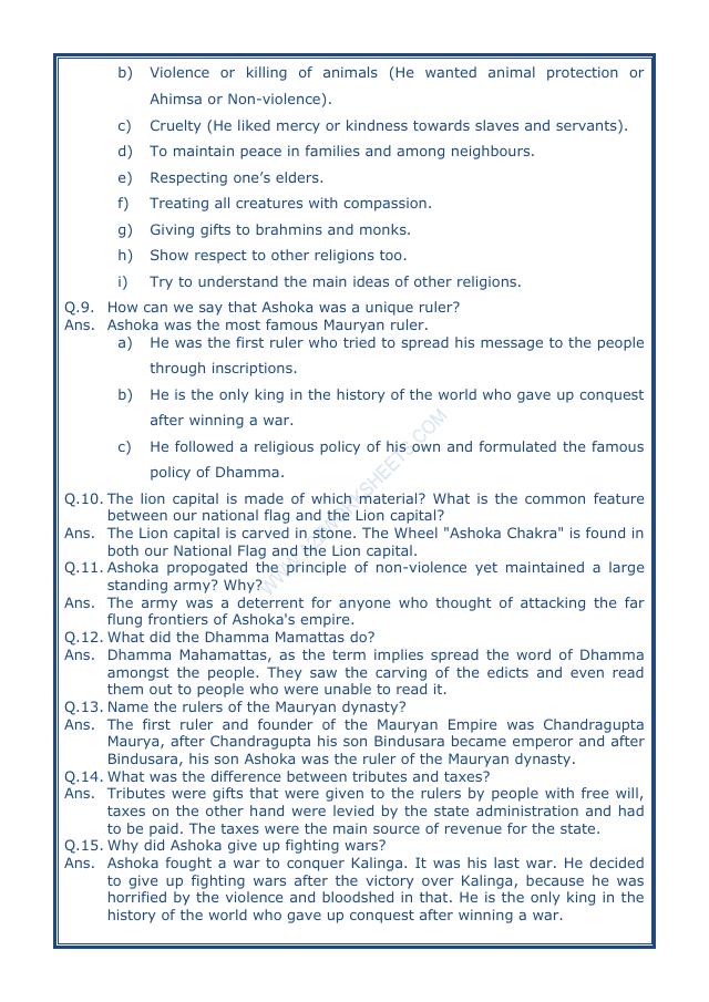 A2Zworksheets:Worksheet of Ashoka, The Emperor Who Gave Up War-09-Our ...