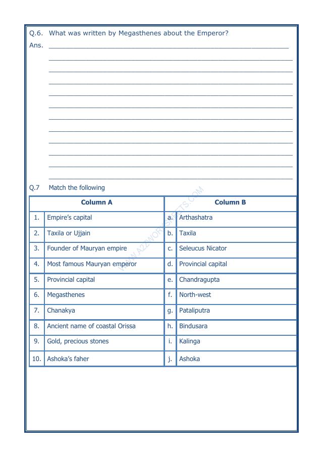 A2Zworksheets:Worksheet of Ashoka, The Emperor Who Gave Up War-12-Our ...