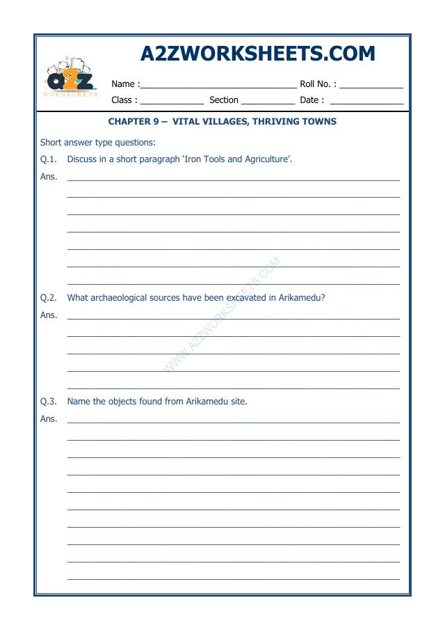 A2Zworksheets:Worksheet of Vital Villages, Thriving Towns-11-Our ...