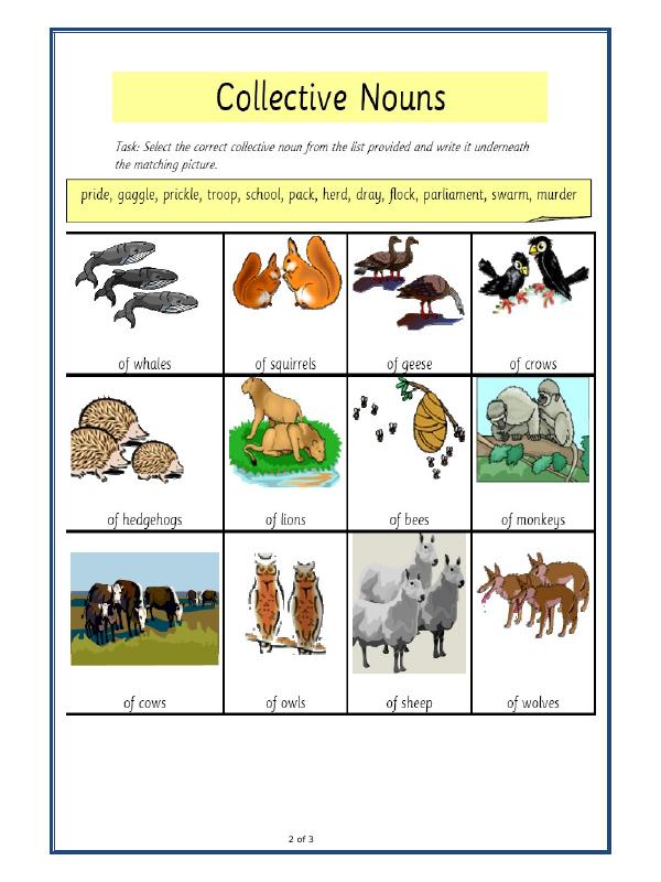 A2Zworksheets:Worksheet of Let's Practice Collective Nouns-Grammar-English