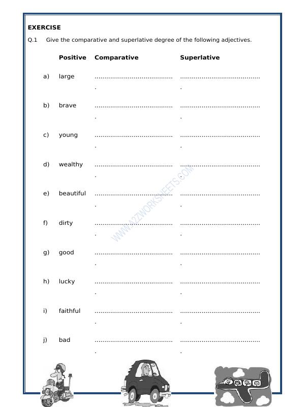A2Zworksheets:Worksheet of Adjectives-Grammar-English