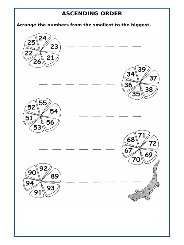 A2Zworksheets:Worksheet of Ascending Order-02-Numbers-Maths