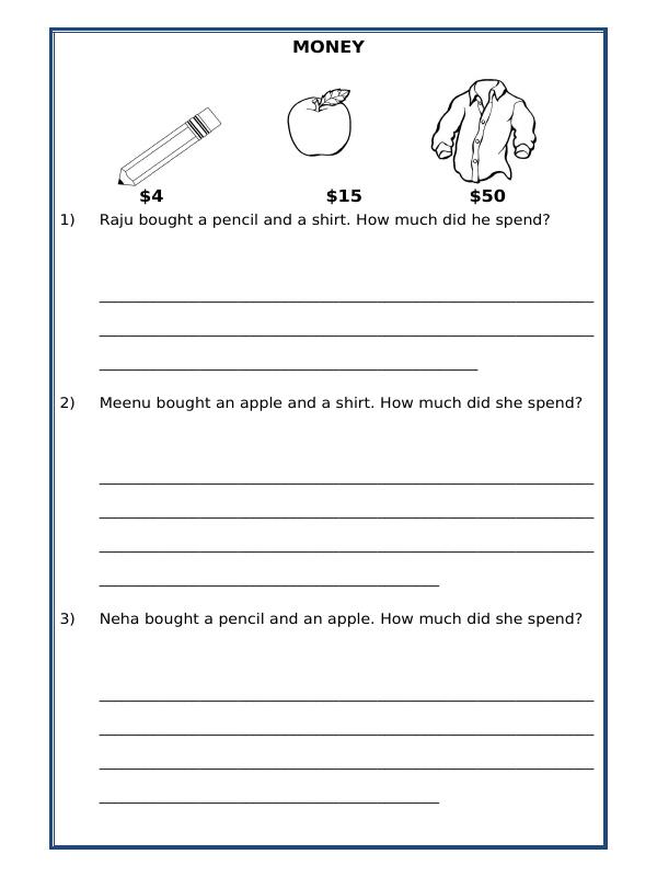 A2Zworksheets:Worksheet of Money-Money-Maths