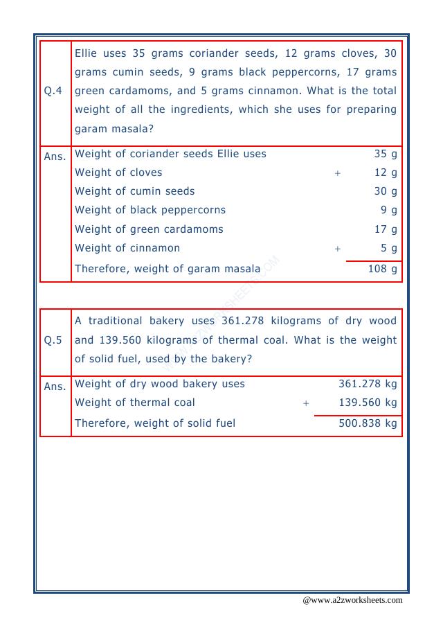 A2Zworksheets:Worksheet of Class-Iv-Maths Addition-03-Addition-Maths
