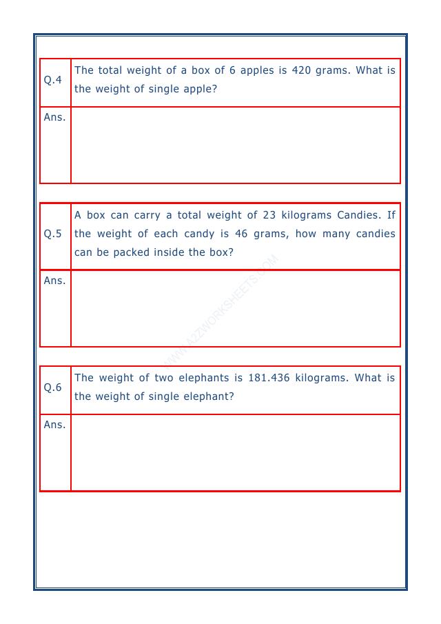 A2Zworksheets:Worksheet of Class-Iv-Division-01-Division-Maths