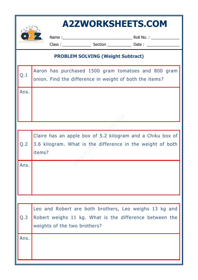 A2Zworksheets:Worksheet of Class-Iv-Subtraction-01-Subtraction-Maths