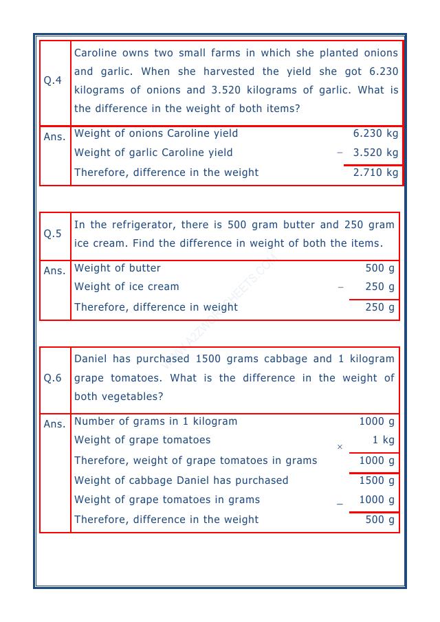 A2Zworksheets:Worksheet of Class-Iv-Subtraction-01-Subtraction-Maths