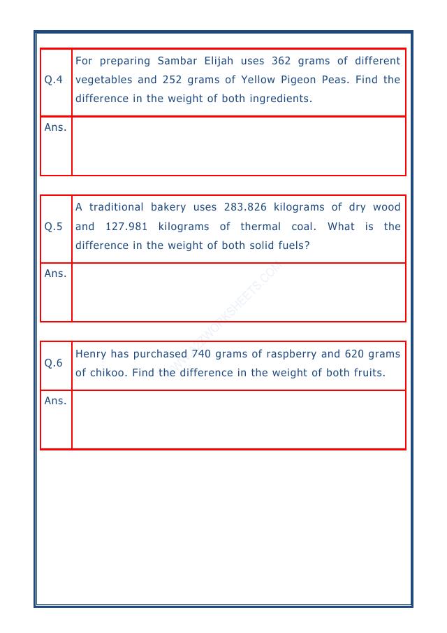 A2Zworksheets:Worksheet of Class-Iv-Subtraction-04-Subtraction-Maths