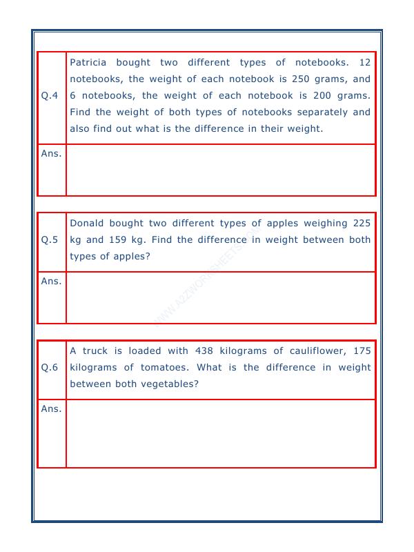 A2Zworksheets:Worksheet of Subtraction-09-Subtraction-Maths