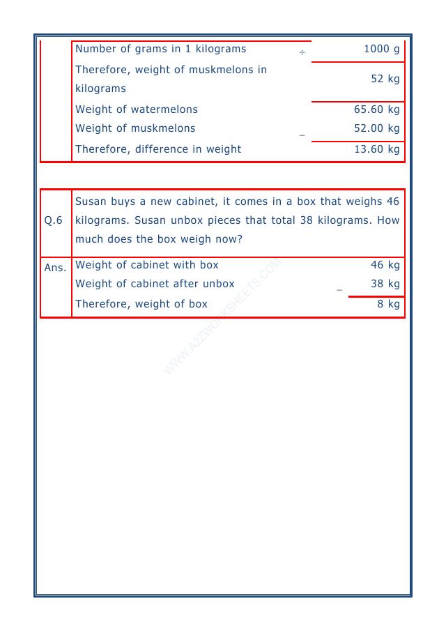 A2Zworksheets:Worksheet of Class-Iv-Subtraction-10-Subtraction-Maths