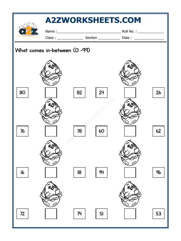 A2Zworksheets:Worksheet of What Comes In-Between-10-Numbers-Maths