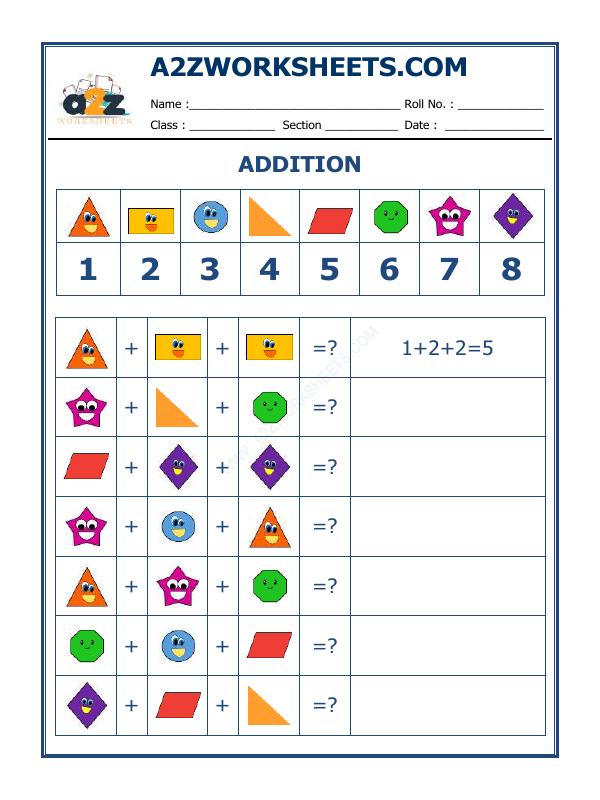 A2Zworksheets:Worksheet of Addition-10-Addition-Maths