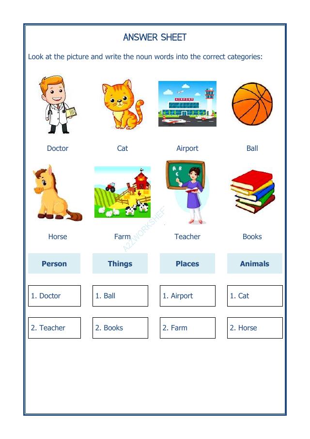 A2Zworksheets:Worksheet of Class-Iii-English Noun Worksheet-01-Grammar ...