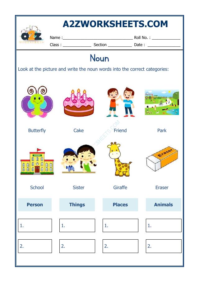 A2Zworksheets:Worksheet of Class-Iii-English Noun Worksheet-03-Grammar ...