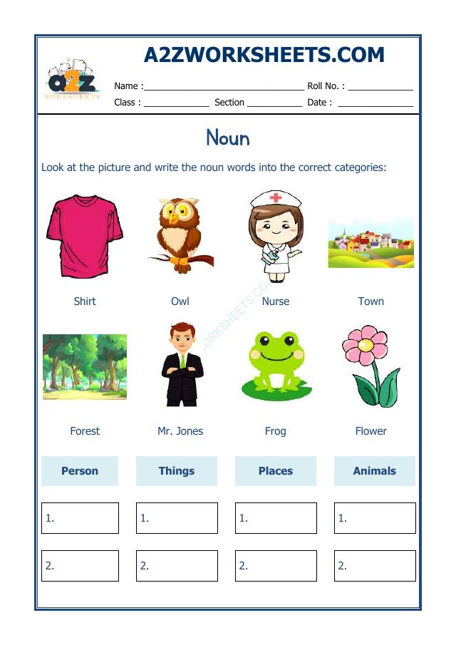 A2Zworksheets:Worksheet of Class-Iii-English Noun Worksheet-05-Grammar ...