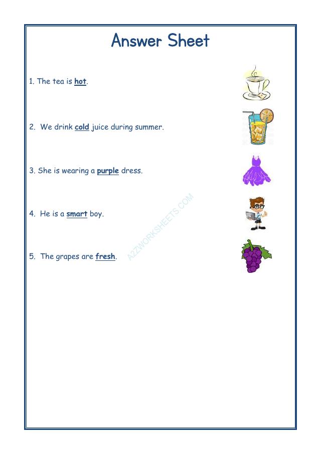A2Zworksheets:Worksheet of Class-Iii-English Adjectives Worksheet-05 ...