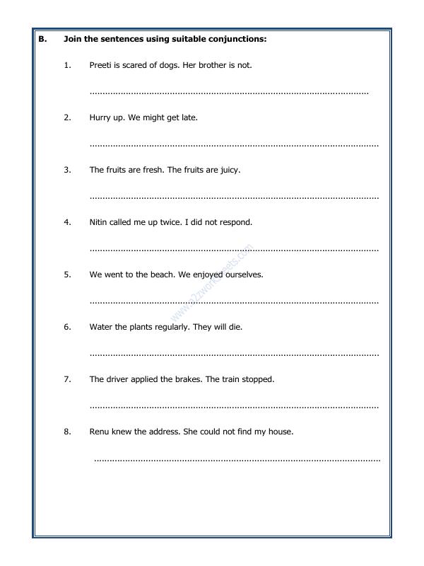 A2Zworksheets:Worksheet of Let's Practice Conjunctions-01-Grammar-English