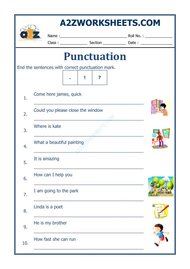A2Zworksheets:Worksheet of Class-Ii-English Punctuation Worksheet-02 ...