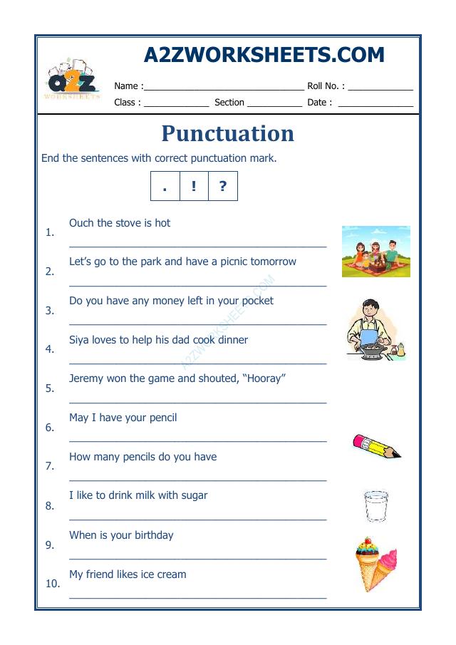 A2Zworksheets:Worksheet of Class-Ii-English Punctuation Worksheet-03 ...