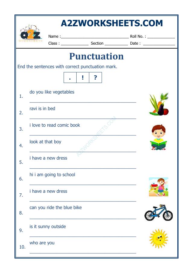A2Zworksheets:Worksheet of Class-Ii-English Punctuation Worksheet-04 ...