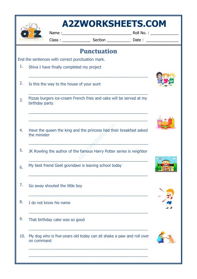 A2Zworksheets:Worksheet of Class-Iii-English Punctuation Worksheet-04 ...