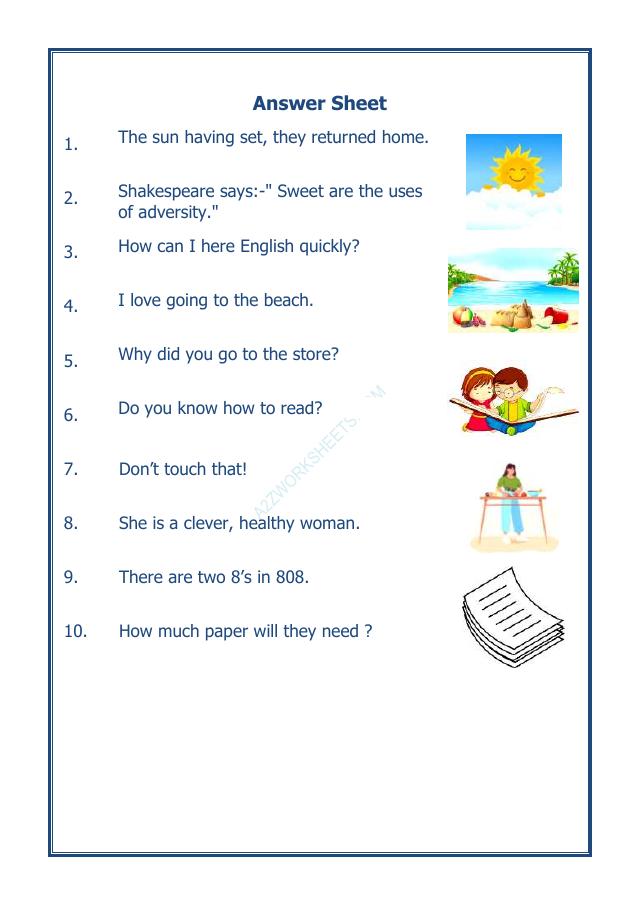 A2Zworksheets:Worksheet of Class-Iv-English Punctuation Worksheet-01 ...