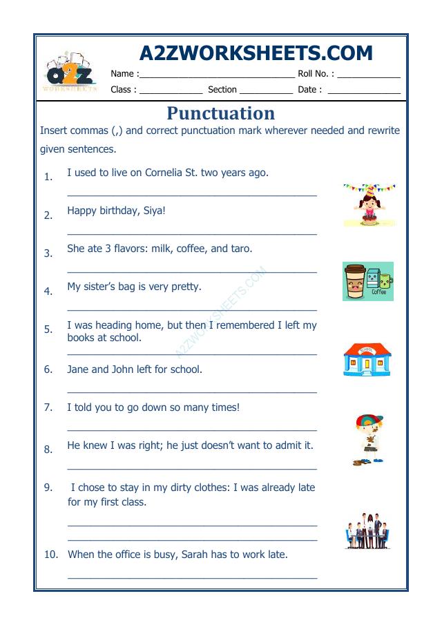 A2Zworksheets:Worksheet of Class-Iv-English Punctuation Worksheet-02 ...